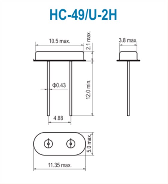 HC-49/U-2H晶振,高性能进口晶振,两脚日本进口晶振