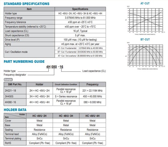 HC-49/U-2H晶振,高性能进口晶振,两脚日本进口晶振